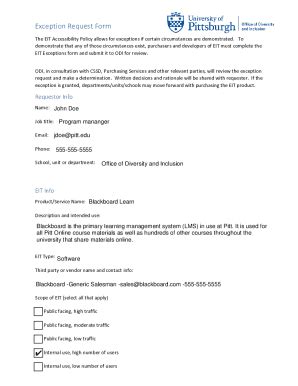 Fillable Online Exception Request Form Fax Email Print PdfFiller
