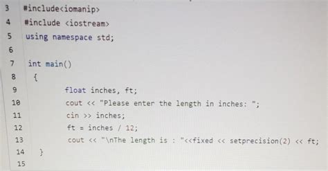 Solved Write A C Program That Converts Inches To Feet