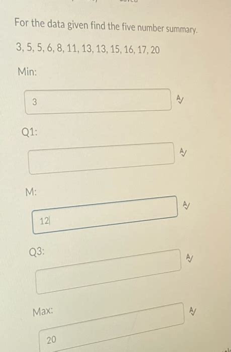 Solved For The Data Given Find The Five Number Summary Chegg