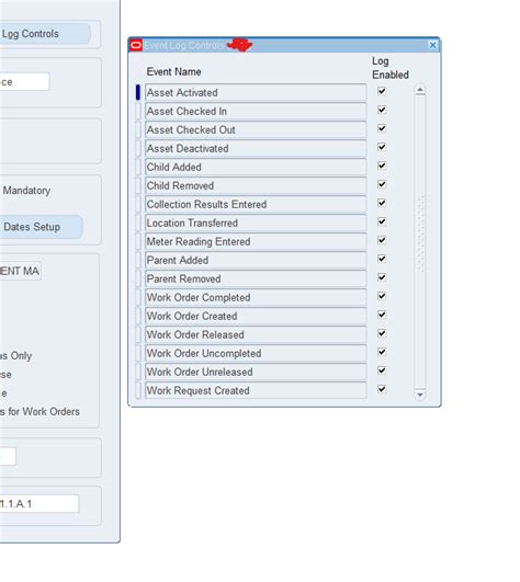 Event Control Logs In Eam Parameters — Oracle Mosc
