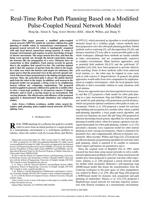 PDF Real Time Robot Path Planning Based On A Modified Pulse Coupled Neural Network Model