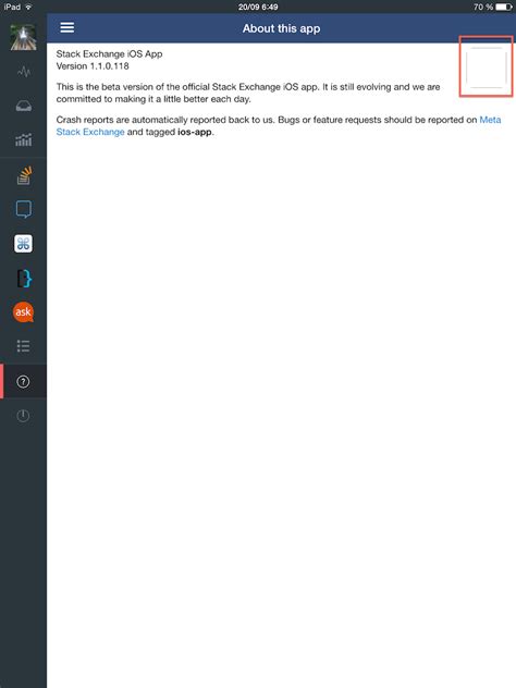 Icon On About Page Missing On IPad With IOS Meta Stack Exchange