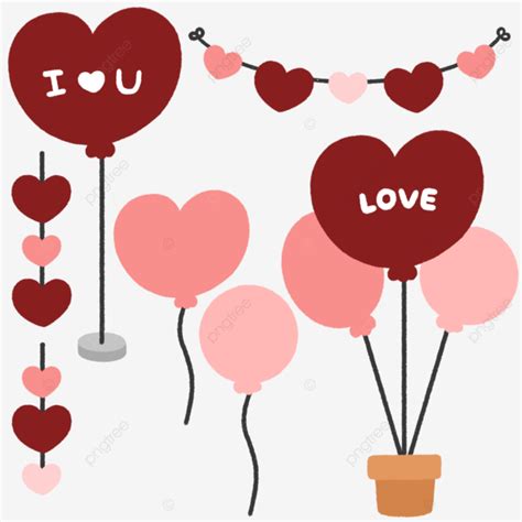 발렌타인 데이 장식을 위한 귀여운 손으로 그린 하트 풍선 손으로 그린 애인 마음 Png 일러스트 및 Psd 이미지 무료 다운로드 Pngtree