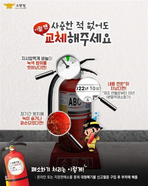 소화기 수명 10년 노후 소화기 교체하세요