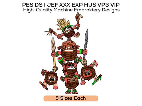 Kakamora Embroidery Design Digital Machine Embroidery File Coconut Warrior Pattern Etsy