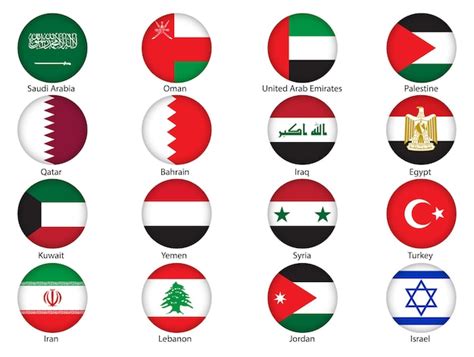 Bandeiras Dos Países Do Oriente Médio Vetor Premium