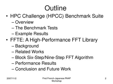 Ppt The Ffte Library And The Hpc Challenge Hpcc Benchmark Suite Powerpoint Presentation Id