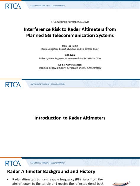 Slides 5g Interference Risk To Radar Altimeters Pdf Radio Spectrum Radar