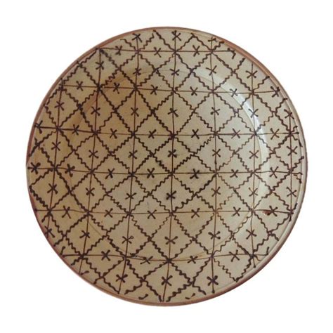 Tan Graphic Decorative Plate Moroccan Moorish Terracotta