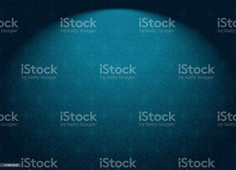 로얄 빈티지 어두운 시안의 고딕 양식의 수평 배경 고전적인 골동품 장식품이있는 파란색 로코코 벡터 일러스트 레이 션 다마스크 천에 대한 스톡 벡터 아트 및 기타 이미지