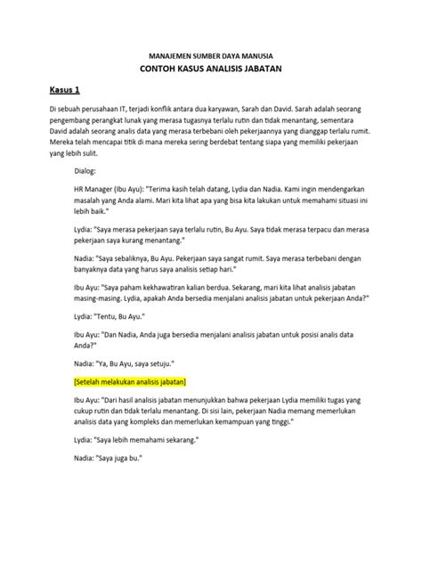 Contoh Kasus Analisis Jabatan Pdf
