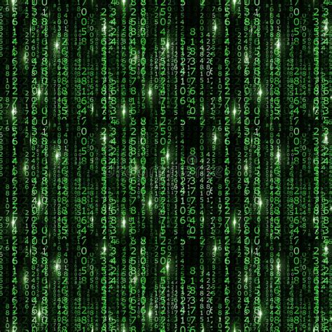 Background In A Matrix Style Falling Random Numbers Green Is Dominant Color Stock Illustration
