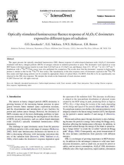 pdf optically stimulated luminescence fluence response of dosimeters
