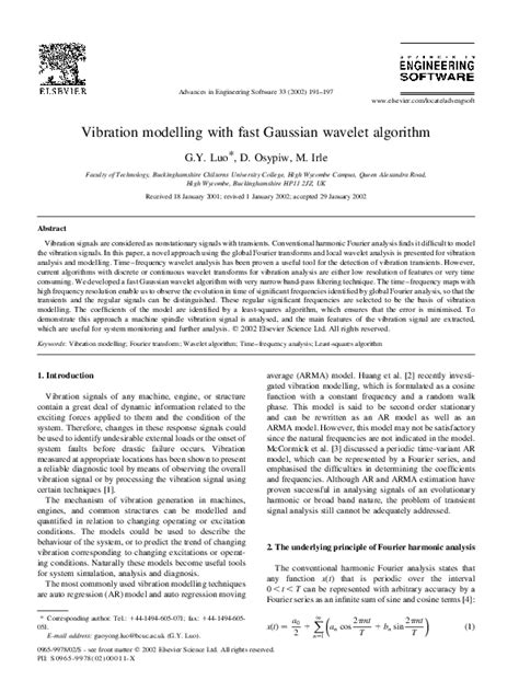 pdf fast gaussian wavelet for vibration modelling