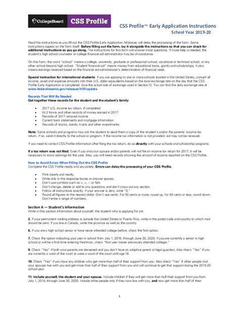 Fillable Online CSS Profile Early Application Instructions Fax Email Print PdfFiller