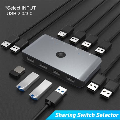 Pc 키보드 마우스 프린터 공유 4 장치 Usb 스위치 분배기 4 포트 공유 4 장치 허브 변환기 Usb 스위치 Kvm 스위치