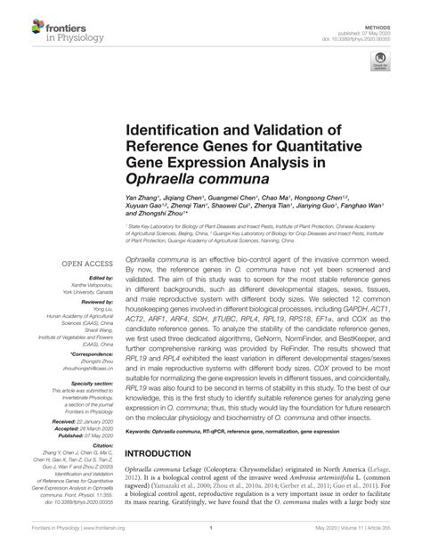 Pdf Identification And Validation Of Reference Genes For Quantitative