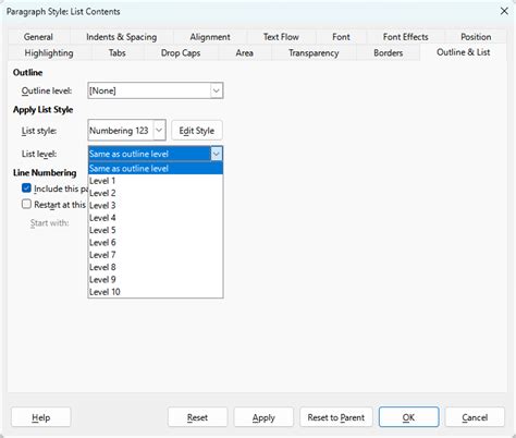 Conditional Paragraph Formatting Based On Its Associated Outline Level English Ask LibreOffice