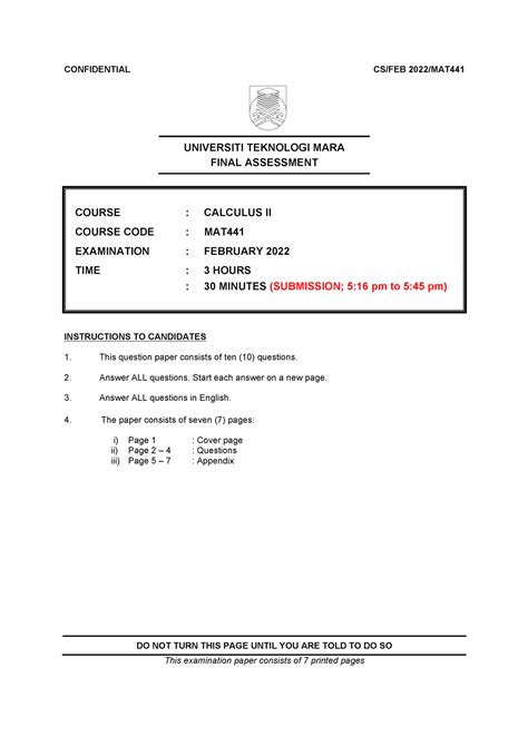 Faculty Computer Sciences And Mathematic 2022 Session 1 Degree Mat441 Universiti Teknologi