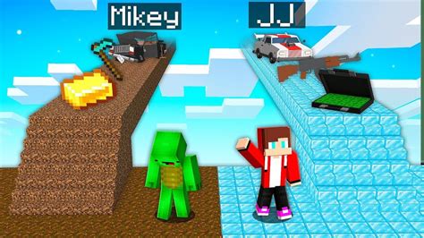 Mikey And Jj Against A Giant Tsunami And Wildlife On A Deserted Island In Minecraft Animations