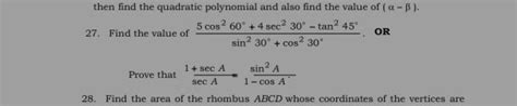 Then Find The Quadratic Polynomial And Also Find The Value Of α−β 27