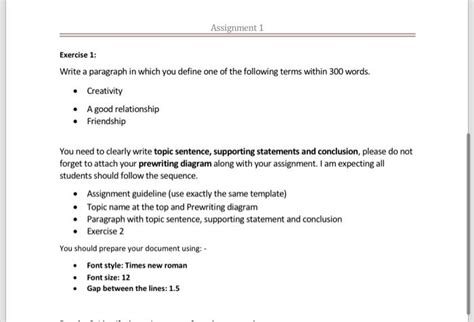 Assignment 1 Exercise 1 Write A Paragraph In Which