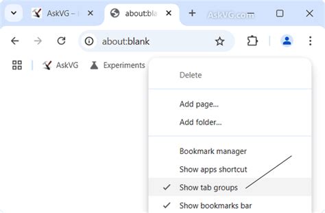 Tip Remove Tab Groups Buttonicon From Chrome Bookmarks Bar Askvg