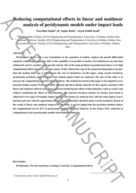 pdf reducing computational efforts in linear and nonlinear analysis