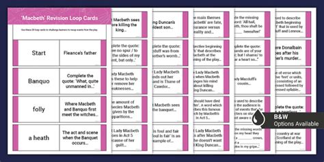 Macbeth Revision Loop Cards Teacher Made Twinkl