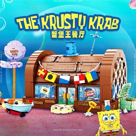 Sembo Area X Block Led Restaurant Krusty Krab Spongebob Cartoon T