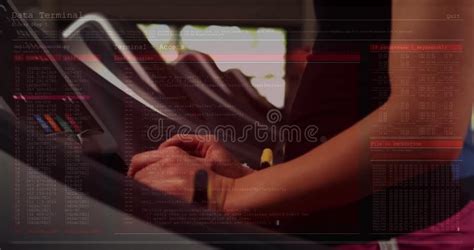 Hands Typing On Keyboard With Data Terminal Access Overlay Animation Stock Video Video Of