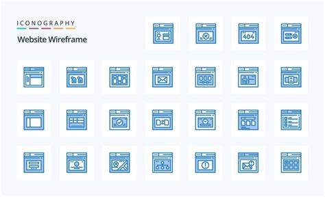 25 Website Wireframe Blue Icon Pack 18692863 Vector Art At Vecteezy