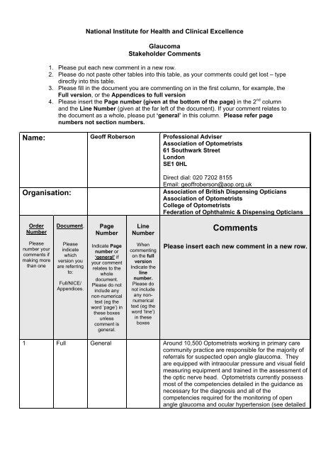 Nice Glaucoma Guidelines Association Of Optometrists