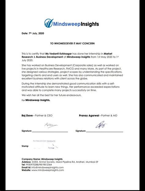 Vedanti Kshirsagar On Linkedin Internship