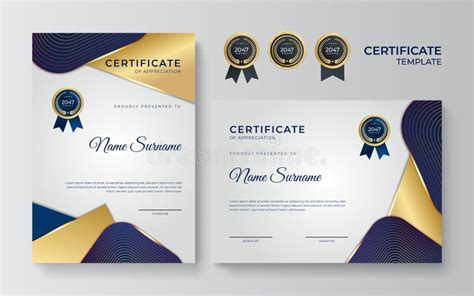 Blue And Gold Certificate Template Modern Blue Certificate Award Or Diploma Template Set Of Two