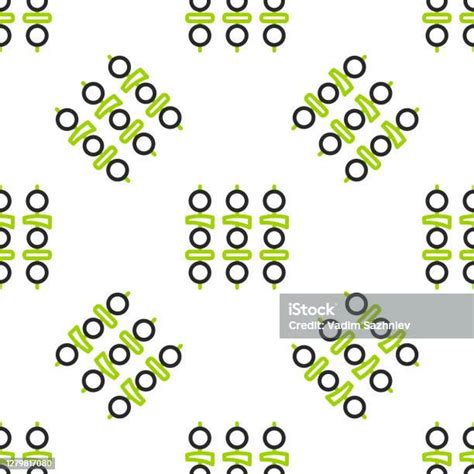 흰색 배경에 꼬치 스틱 아이콘 격리 된 매끄러운 패턴에 라인 구운 shish 케밥 꼬치 스틱에 고기 케밥 구운 고기와 함께 피크닉 벡터 고기에 대한 스톡 벡터 아트 및 기타