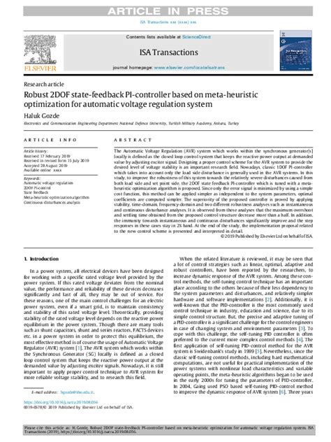 Pdf Robust 2dof State Feedback Pi Controller Based On Meta Heuristic Optimization For