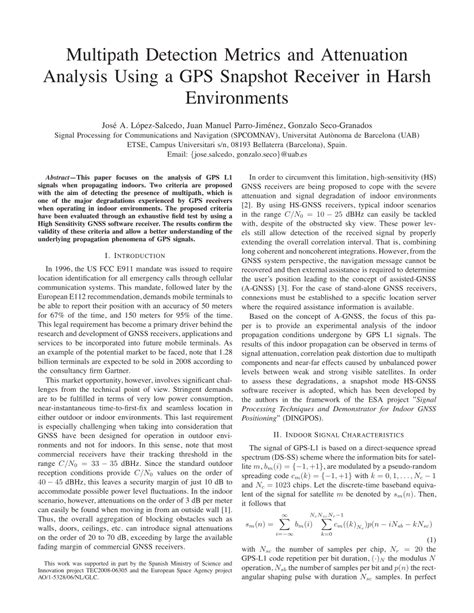 pdf multipath detection metrics and attenuation analysis using a gps