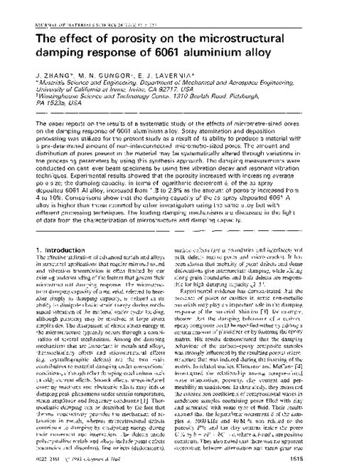 Pdf The Effect Of Porosity On The Microstructural Damping Response Of 6061 Aluminium Alloy