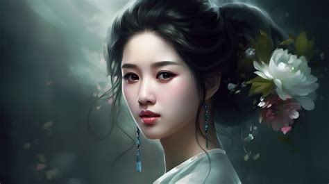 Xian Beautiful Young Girl In Dress With Flowers Backgrounds  Free Download Pikbest