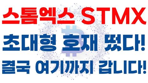 스톰엑스 Stmx 초대형 호재 떴습니다 결국 여기까지 올라갑니다 Youtube
