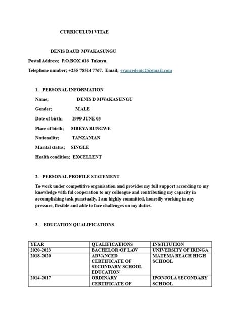 Completed Cv Pdf
