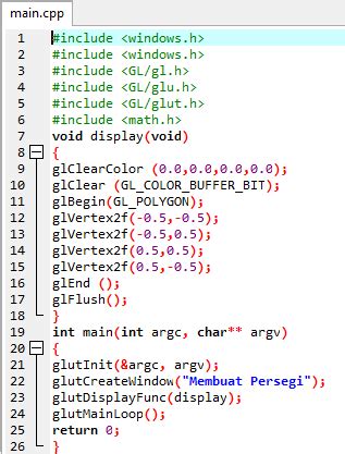 Grafika Komputer Membuat Persegi Pada Dev C OpenGL