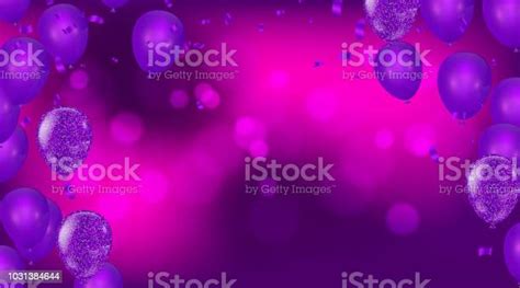 보라색 풍선 행복 하루 인사말 배경입니다 축 벡터 일러스트입니다 3차원 형태에 대한 스톡 벡터 아트 및 기타 이미지 3차원 형태 공휴일 기념일 Istock