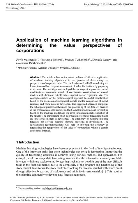 Pdf Application Of Machine Learning Algorithms In Determining The Value Perspectives Of