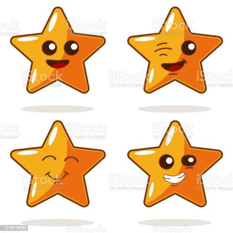 다른 감정 벡터 아이콘 세트와 귀여운 만화 스타 흰색 배경에 고립 된 재미있는 캐릭터의 그림 가와이이 얼굴 감정 개체 그룹에 대한 스톡 벡터 아트 및 기타 이미지 Istock