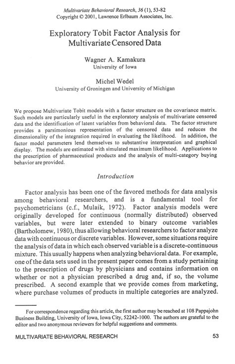 Pdf Exploratory Tobit Factor Analysis For Multivariate Censored Data