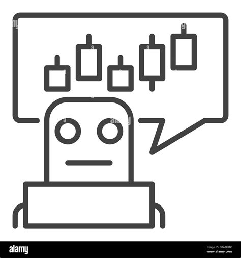 Ai Trading Bot Vector Candlestick Chart With Robot Concept Icon Or Sign In Thin Line Style Stock