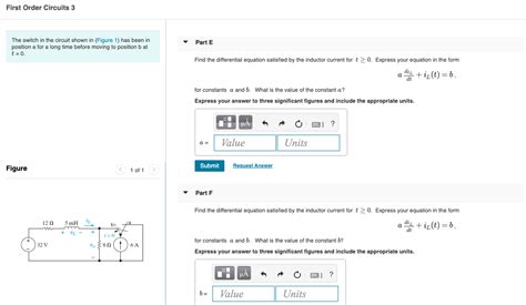 Solved First Order Circuits Part E The Switch In The Chegg