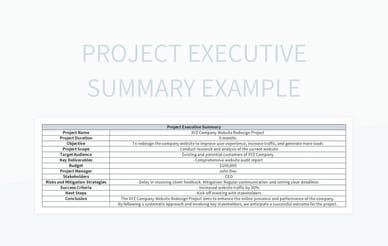 Free Executive Summary Templates For Google Sheets And Microsoft Excel Slidesdocs
